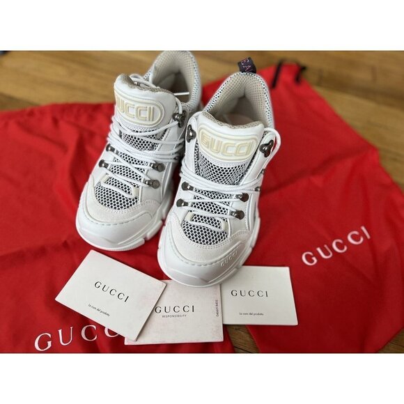 Gucci | Shorts | Gucci White Flashtrek Sneakers Size 35 | Poshmark